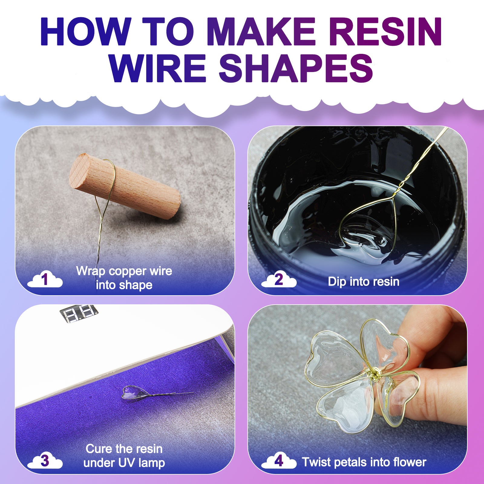 Teexpert UV Dip Resin for Wire Flowers Kit - 100g - with Winding Rods